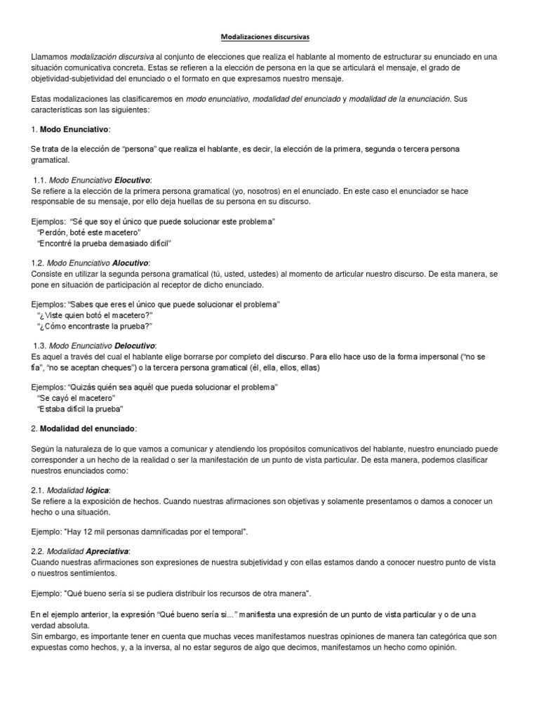 Modalizaciones Discursivas | PDF | Verdad | Lingüística