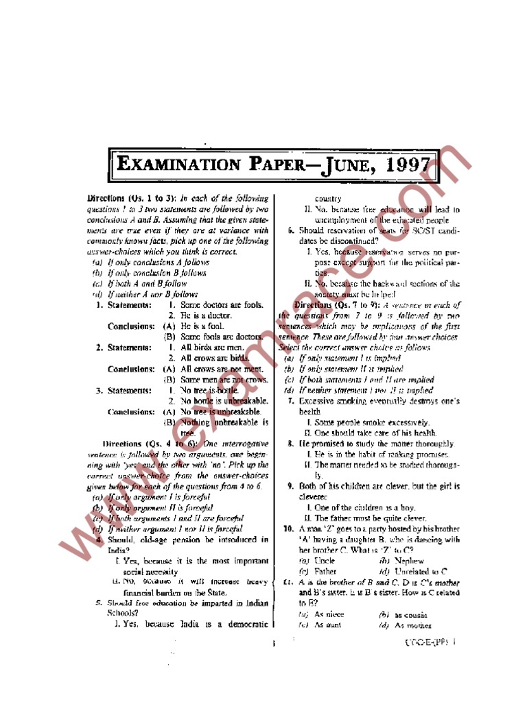 Cbse Ugc Net Paper 1 June 1997 | PDF | Nature