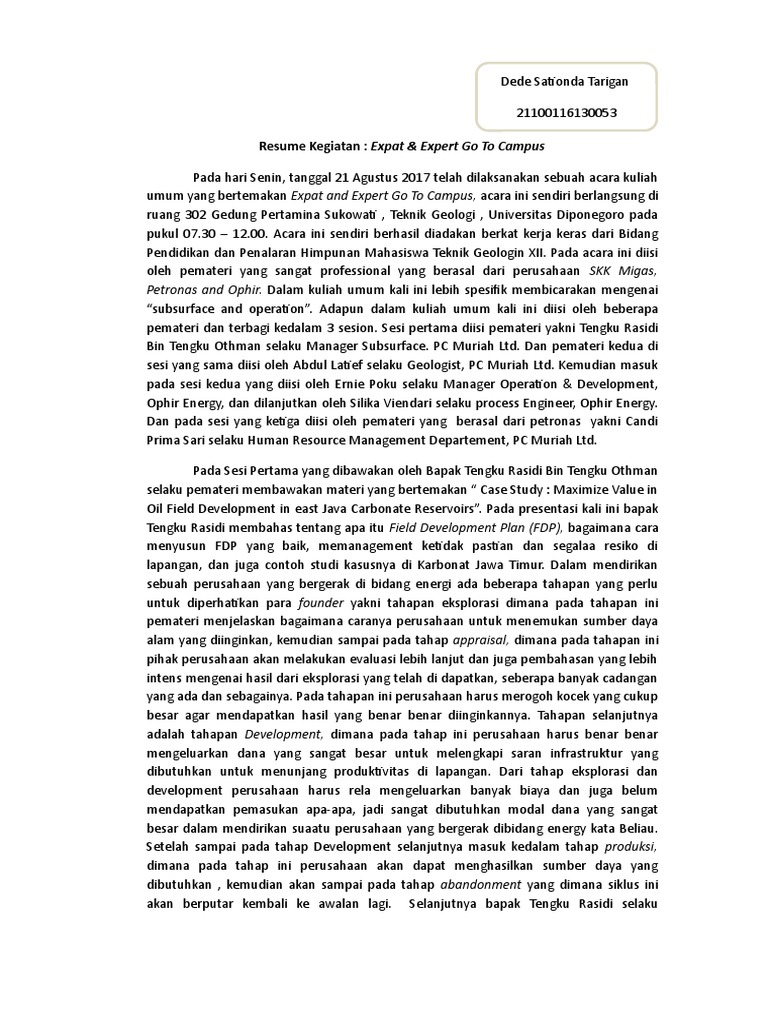 Resume Kuliah Umum | PDF