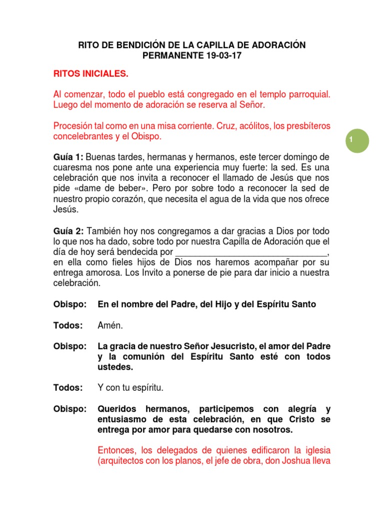 Bendición Capilla 19-03 PDF | PDF | eucaristía | Bendición