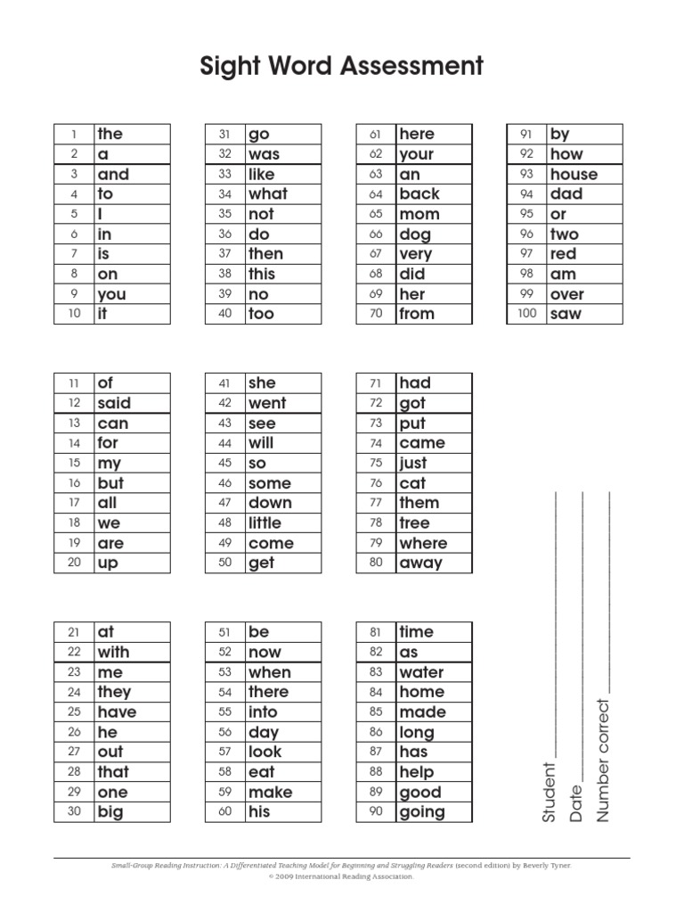 100 Sight Word List | Download Free PDF | Educational Technology ...