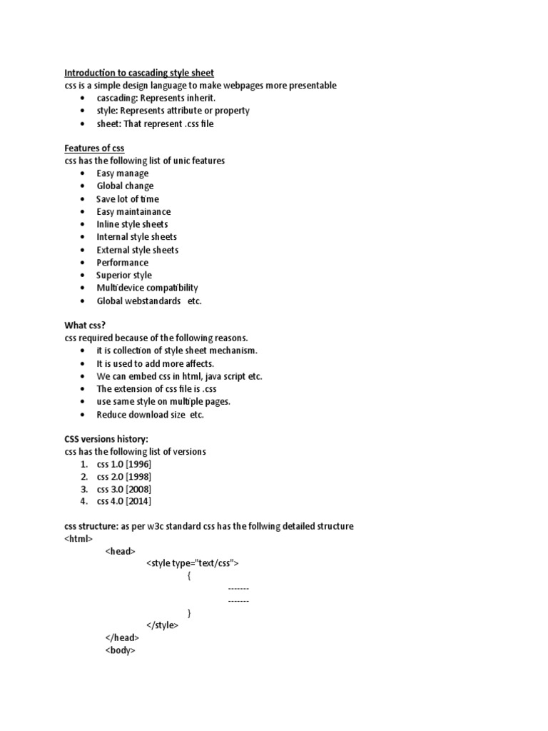Css Notes | PDF | Cascading Style Sheets | Html Element