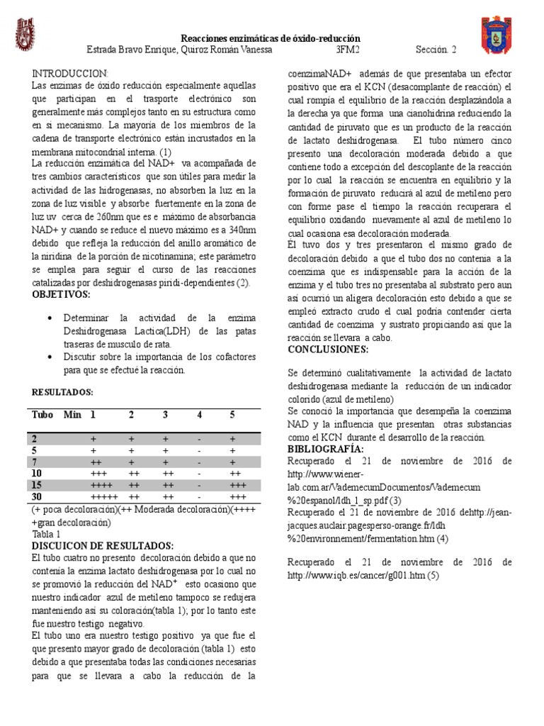 LDH | PDF | Lactato deshidrogenasa | Enzima
