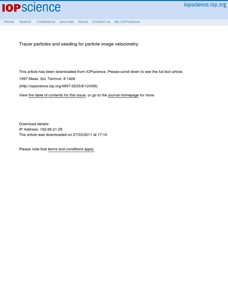 PIV Tracer-Seeding | PDF | Aerosol | Turbulence