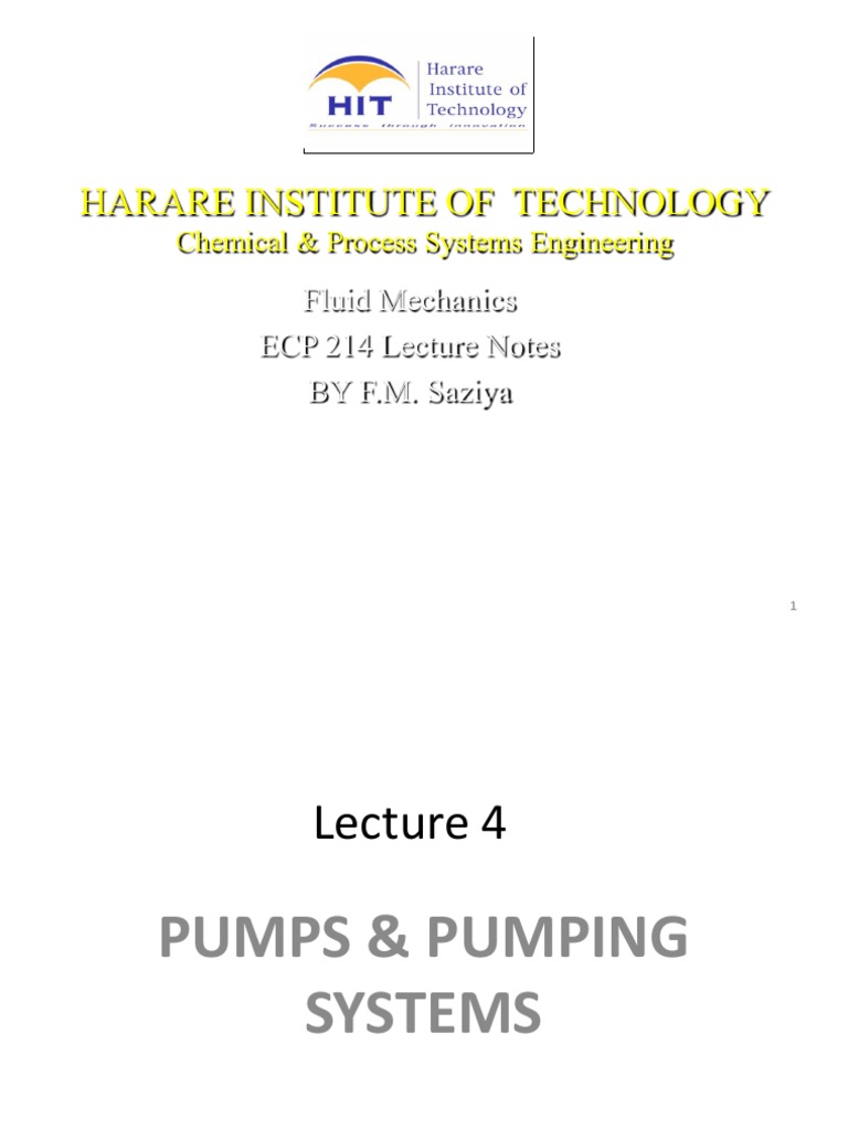Lecture 4 Pumps Pumping Systems | PDF | Pump | Fluid Mechanics