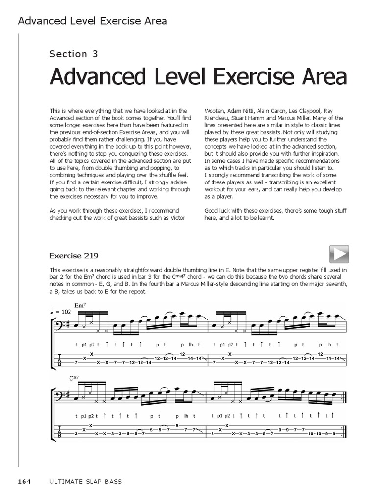 Advanced Level Exercise Area PDF | PDF | Bass Guitar | Chord (Music)