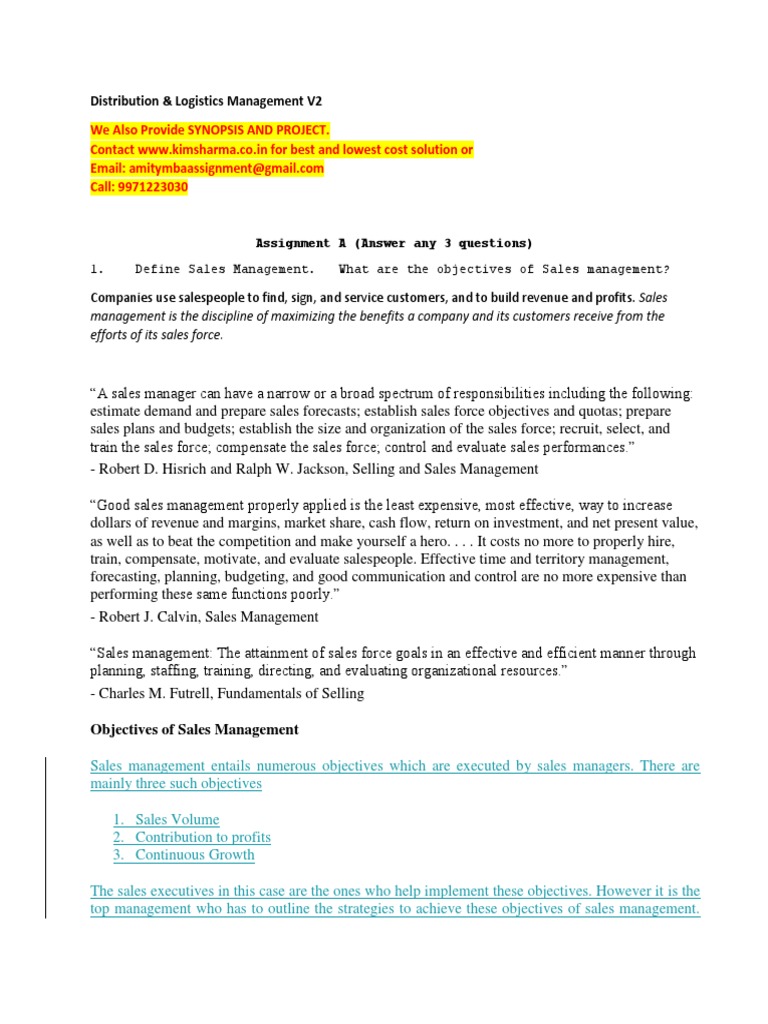 Distribution & Logistics Management | PDF | Profit (Accounting) | Sales