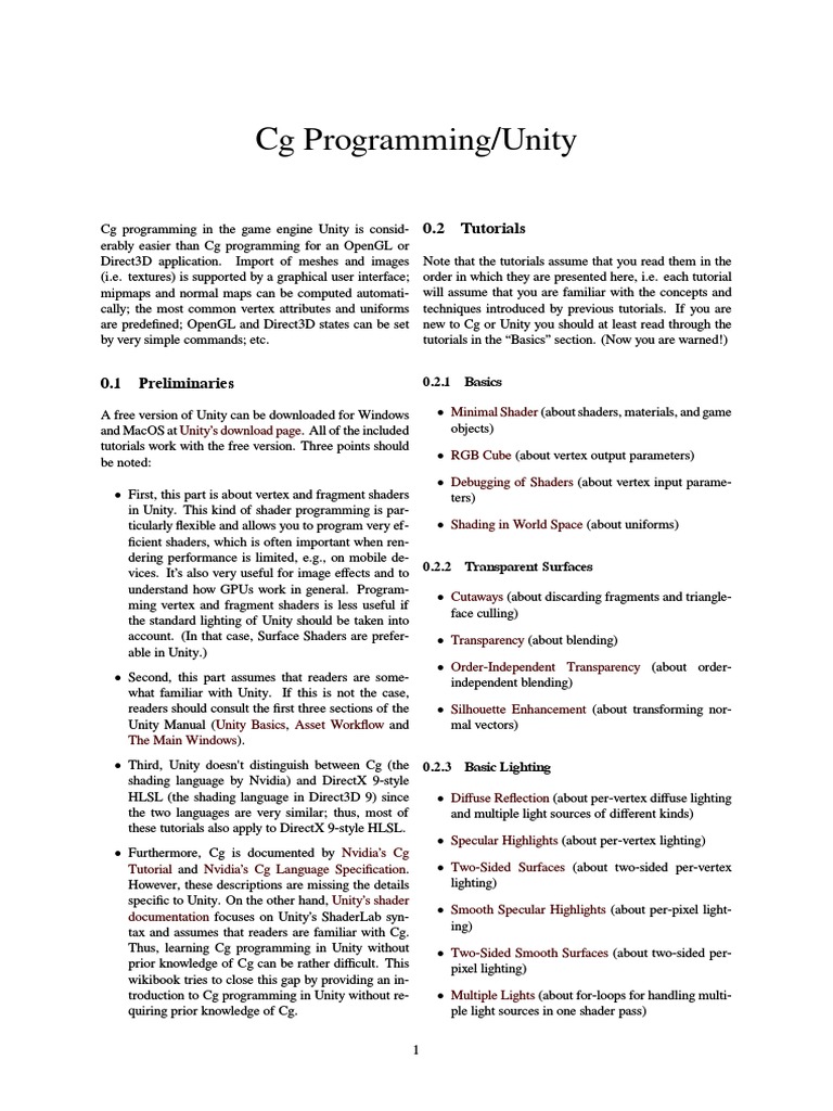 CG Programming Unity | PDF | Shader | Graphics