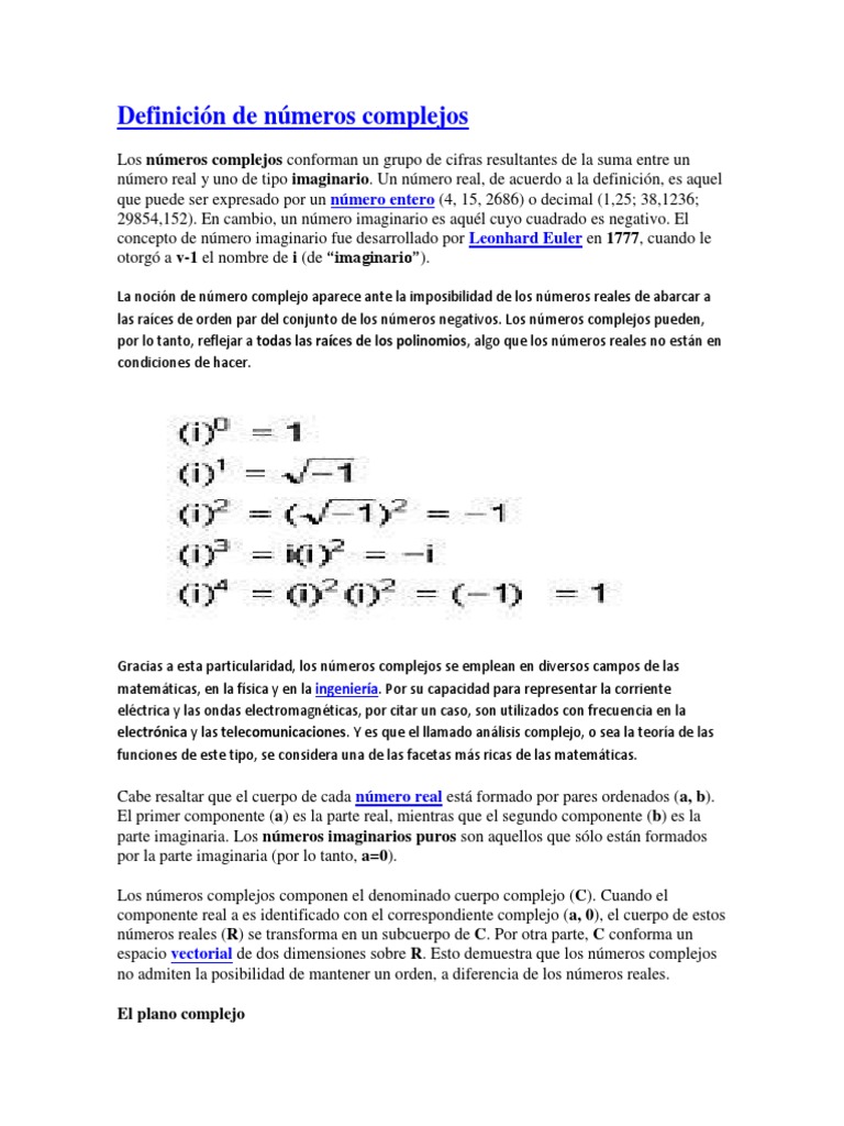 Definición de Números Complejos | PDF | Número complejo | Número Real