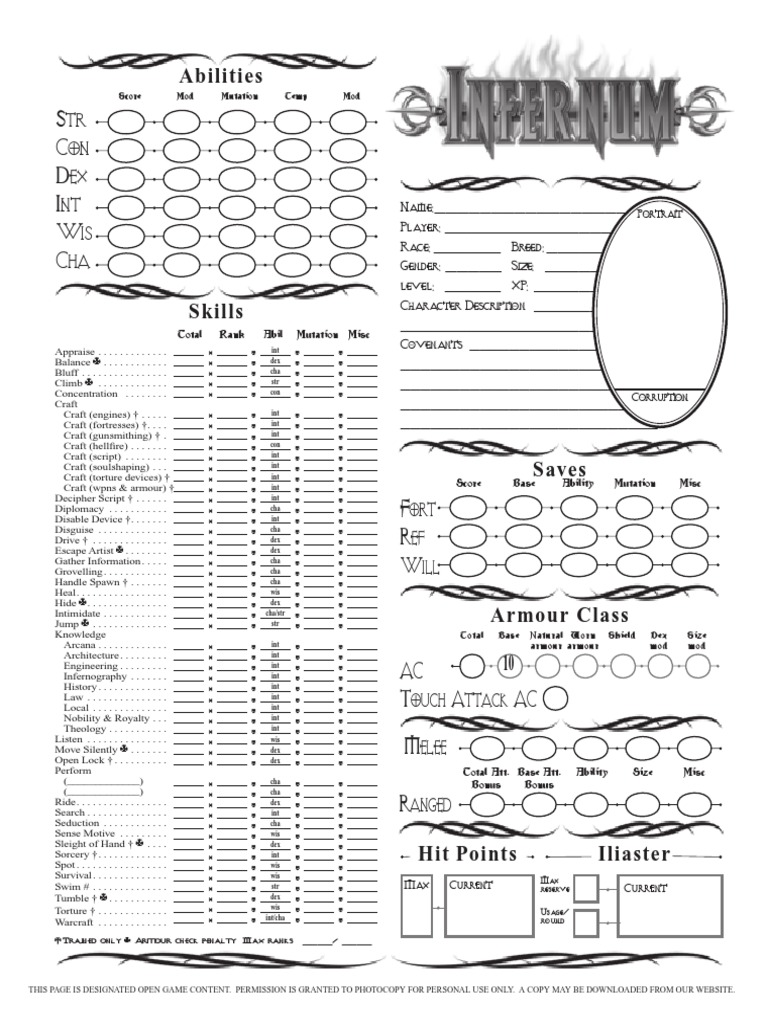 Character Sheet: A Profile of Abilities, Skills, and Attributes | PDF