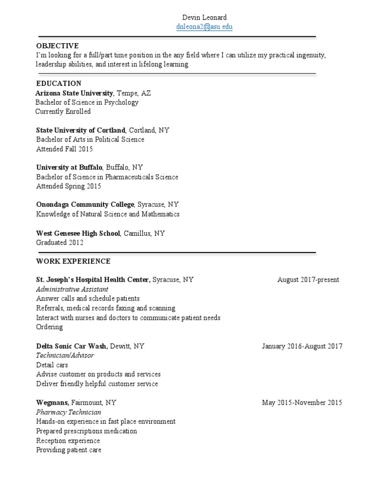 Devin Leonards Resume 1 1 | PDF