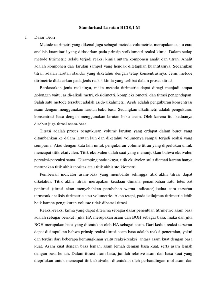 Standarisasi Larutan HCL 0 | PDF