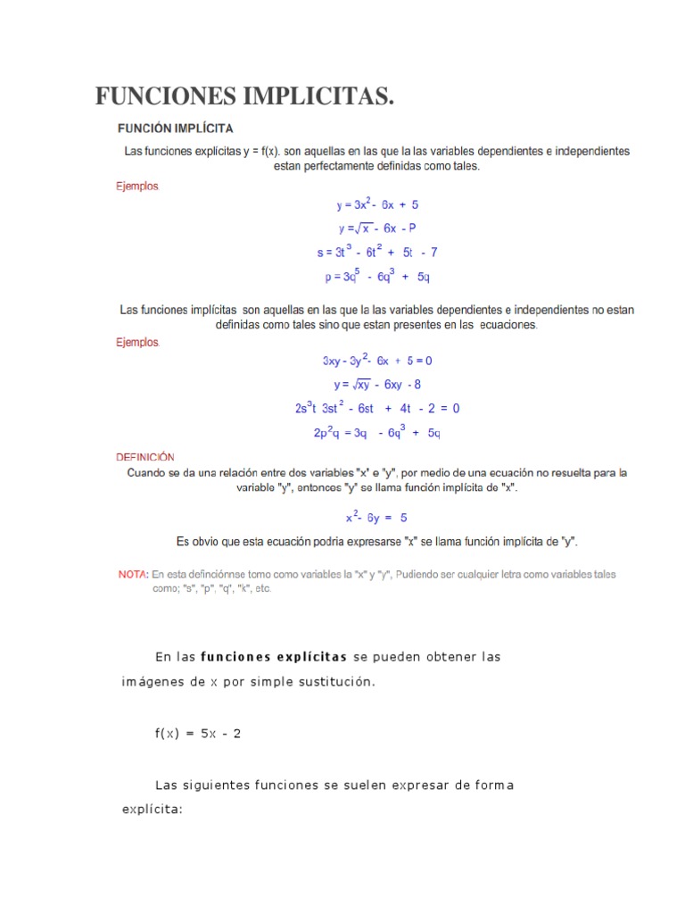 Funciones Implicitas | PDF | Función continua | Cálculo