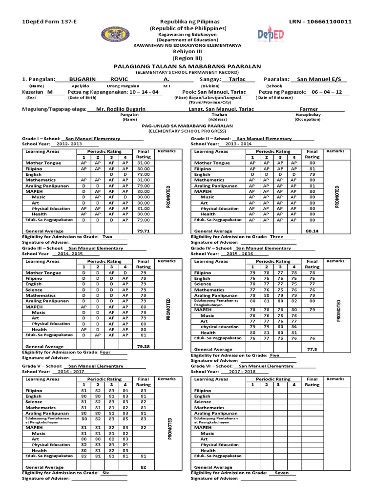 Understanding DepEd Form 137-E | PDF | Physical Education | Wellness