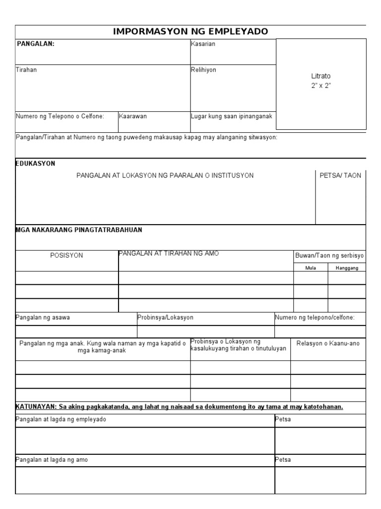 Biodata (Tagalog) | PDF