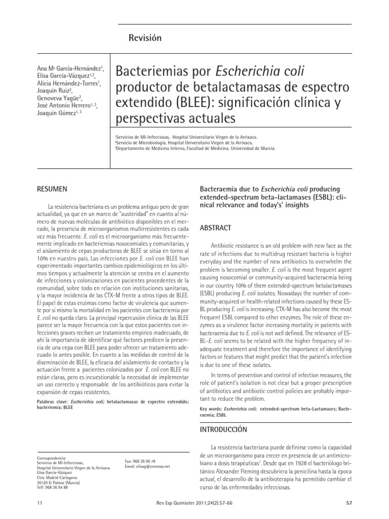 E Coli BLEE PDF | PDF | Antibióticos | Escherichia coli