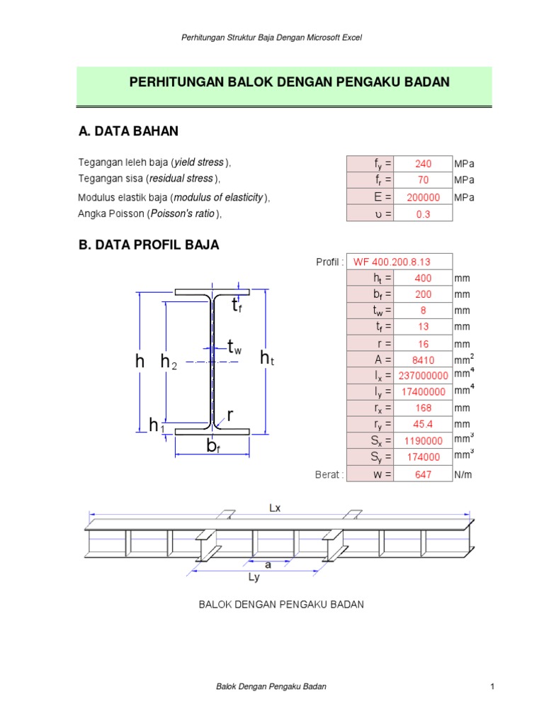Perhitungan Balok Baja dengan Pengaku | PDF