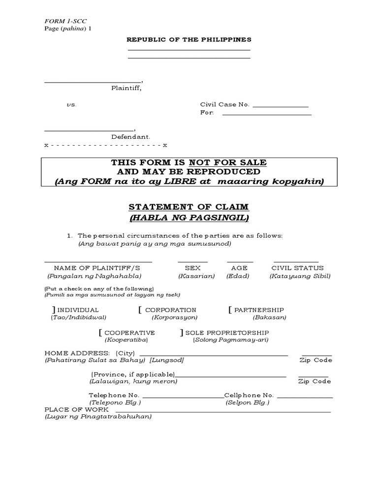Small Claims Form | PDF