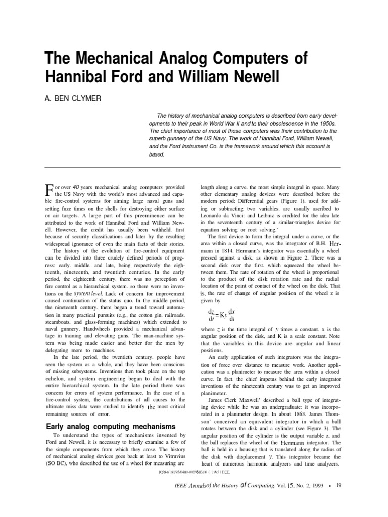 Mechanical Analog Computers in Naval Gunnery | PDF | Fire Control ...