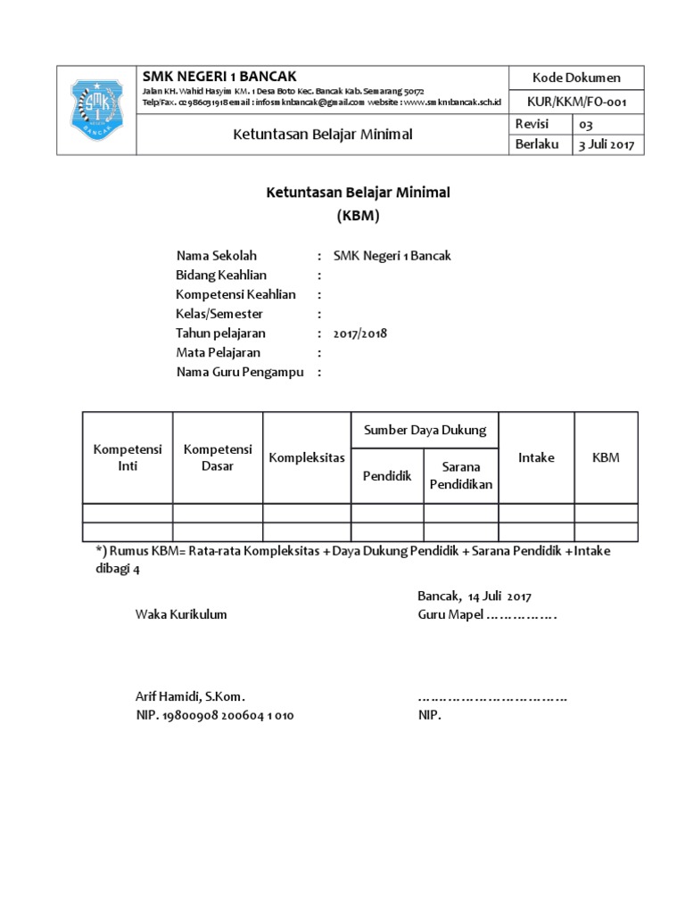 Format KKM K13 | PDF