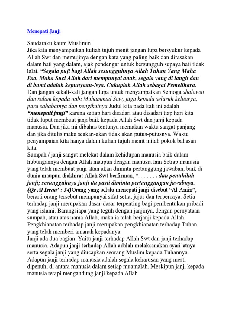 Menepati Janji | PDF