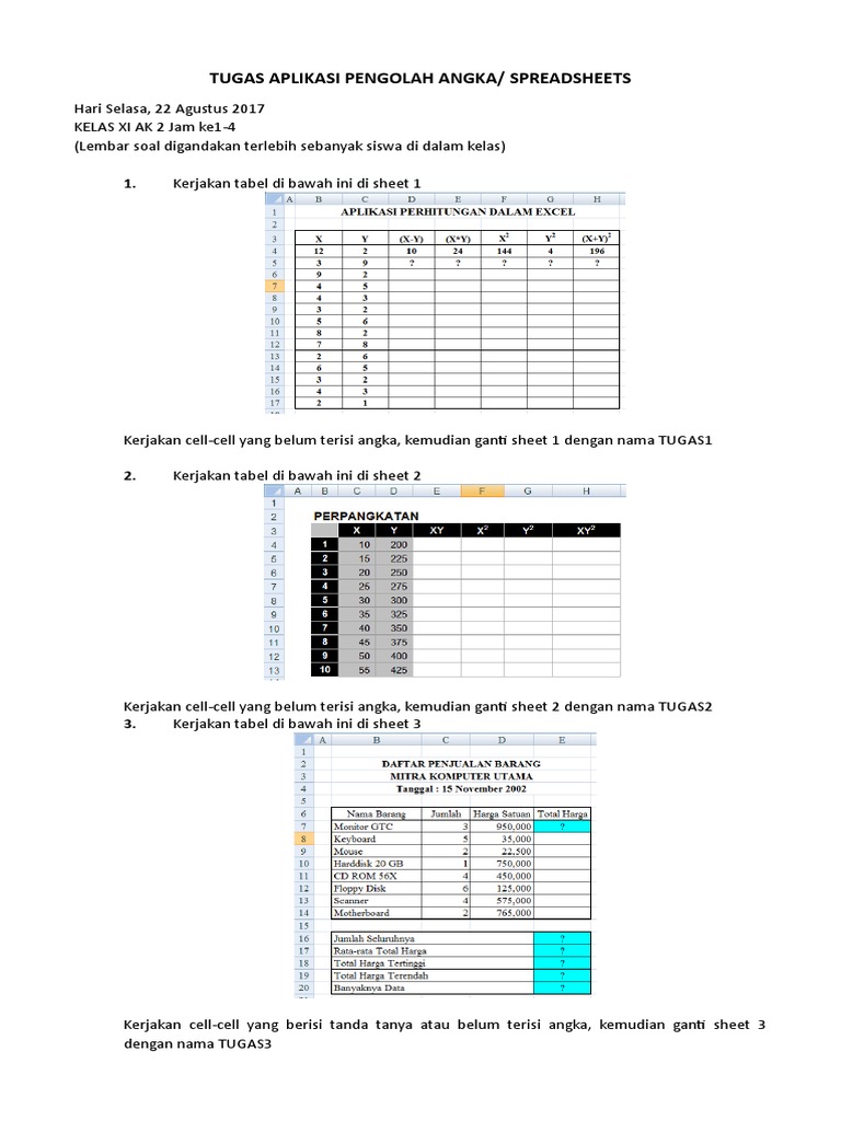 Tugas Spreadsheet Kelas XI AK 2 | PDF