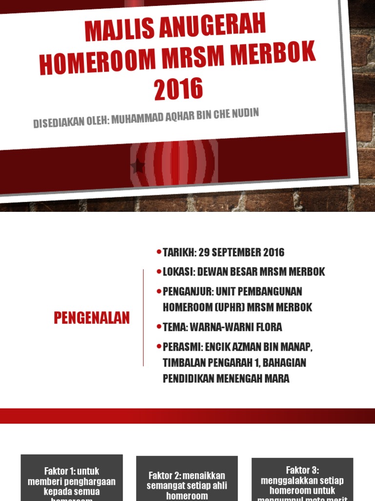 Majlis Anugerah Homeroom MRSM Merbok 2016 PT3 Sejarah | PDF