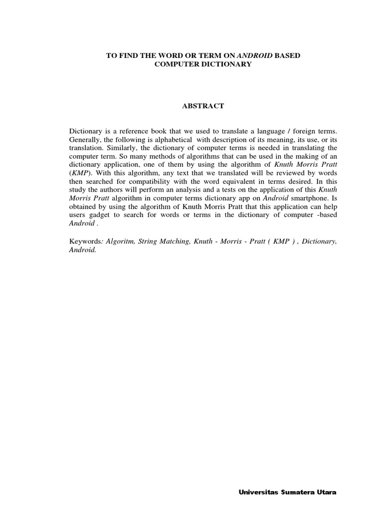To Find The Word or Term On Android Based Computer Dictionary | PDF
