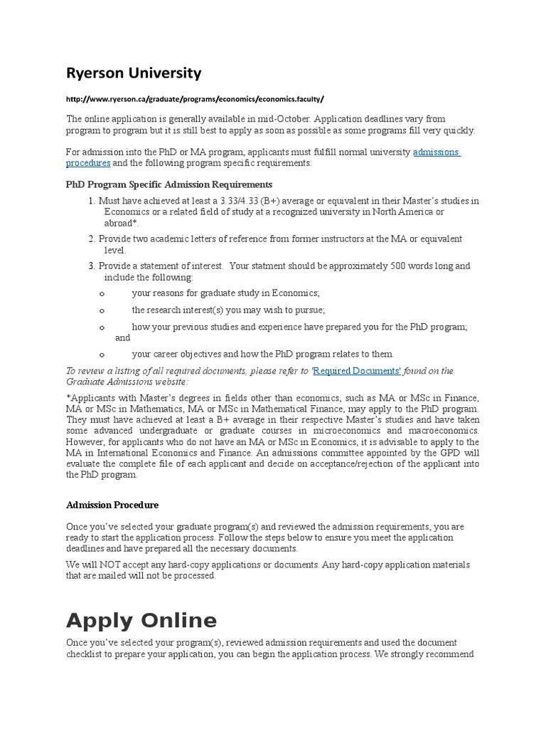 Ryerson University | PDF | University And College Admission | Master's ...