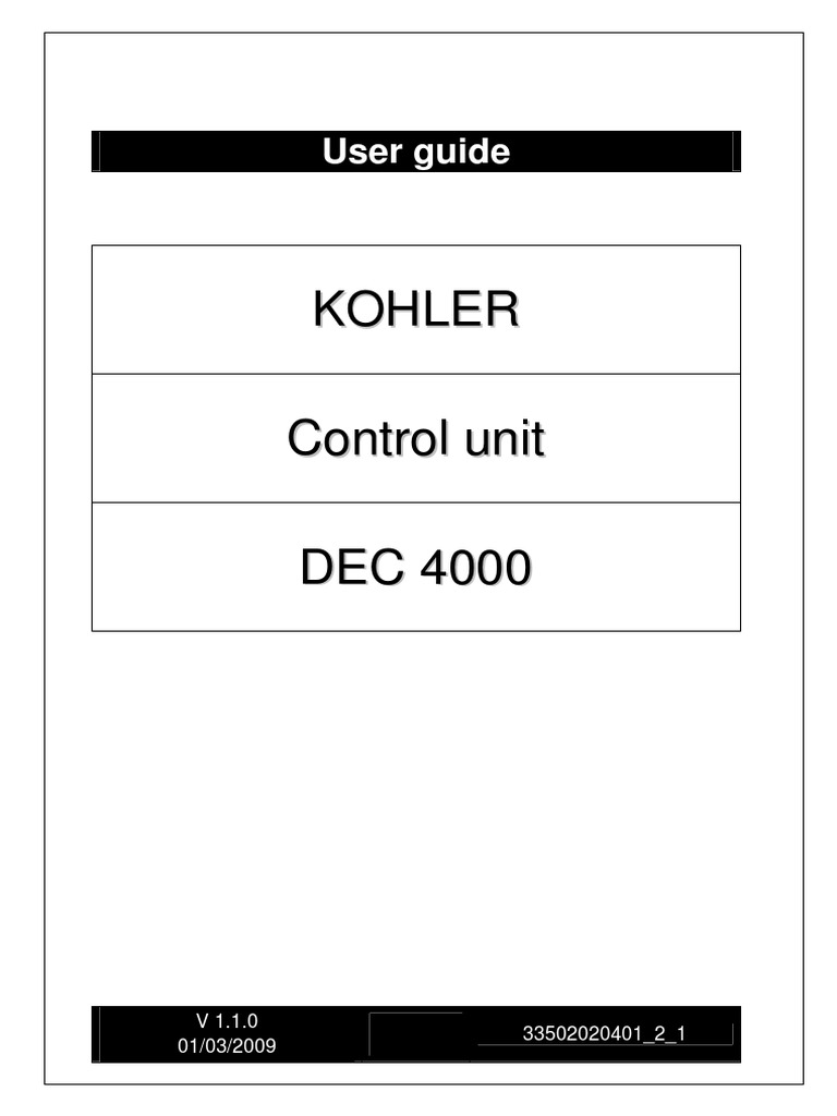 Kohler DEC 4000 Control Unit Manual | PDF | Usb | Switch