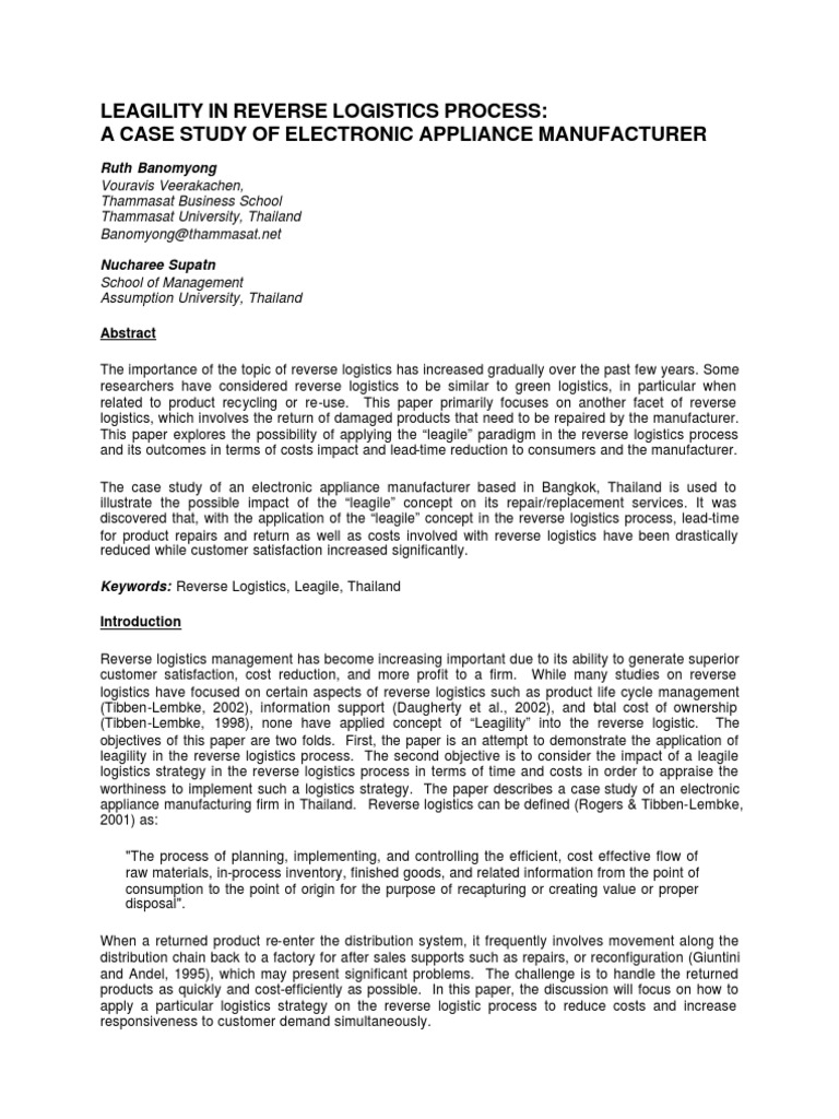 Leagility in Reverse Logistics | PDF