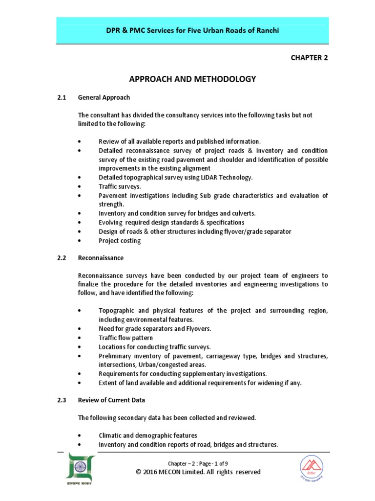 DPR Chapter 2 Approach and Methodology | PDF | Road | Road Surface