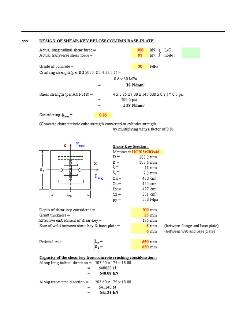 Design of Shear Key | PDF | Bending | Screw