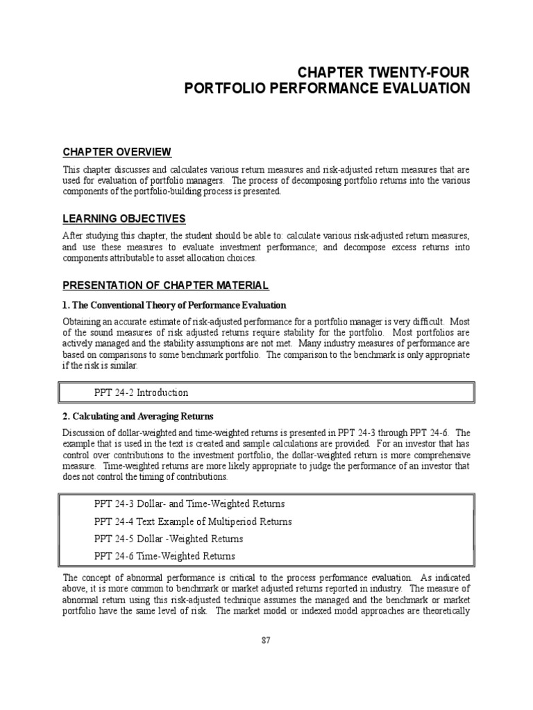Chap 024 | PDF | Beta (Finance) | Sharpe Ratio