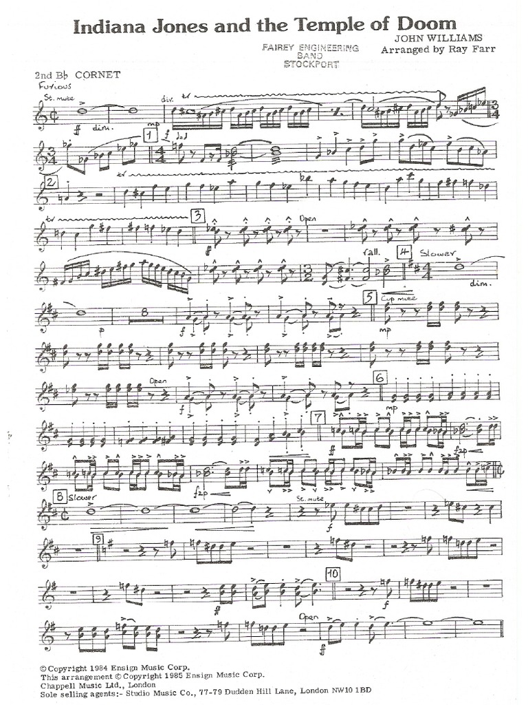 Indiana Jones 2nd Cornet PDF | PDF