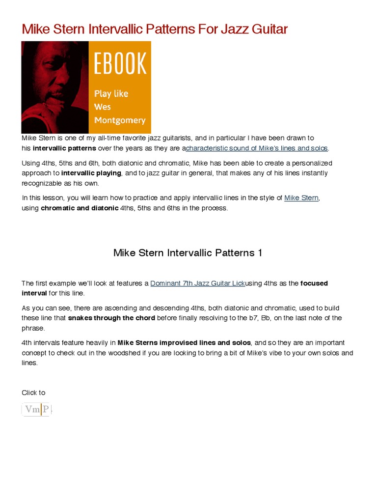 Mike Stern Intervallic Patterns For Jazz Guitar | PDF | Interval (Music ...