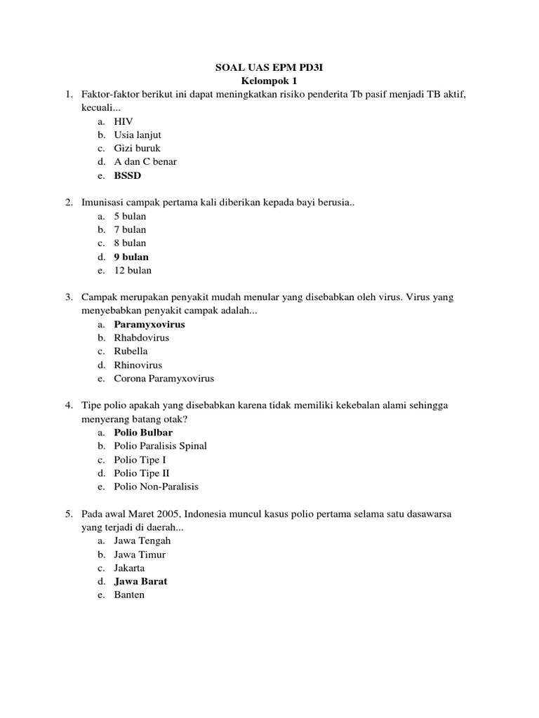 Kumpulan Soal UAS EPM Kelompok 1-11 | PDF