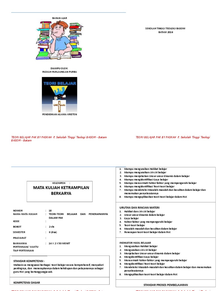 Teori Belajar PAK di STT Basom | PDF | Karier & Perkembangan ...