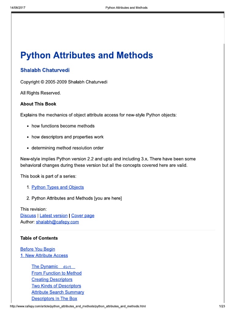 Python Attributes and Methods | PDF