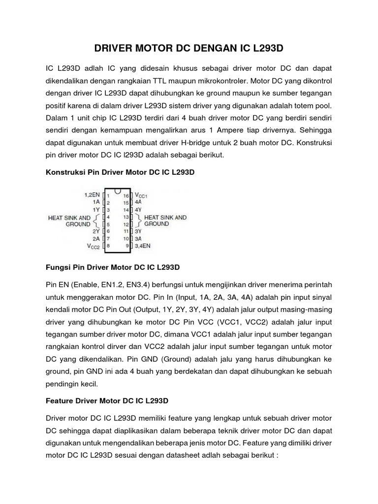 Driver Motor DC Dengan Ic l293d | PDF