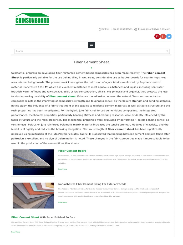 Fiber Cement Sheet | PDF | Composite Material | Textiles