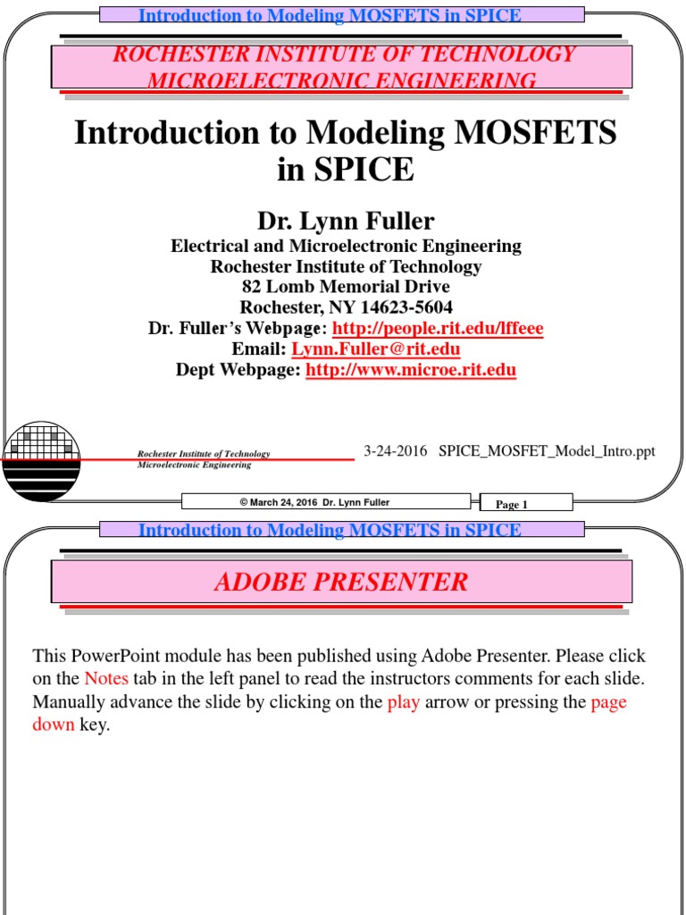 Spice Mosfet Model Intro | PDF | Mosfet | Field Effect Transistor