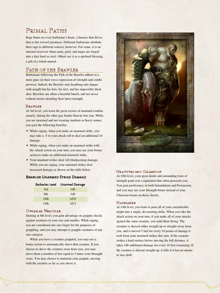 D&D 5e Path of the Brawler | Sports | Leisure