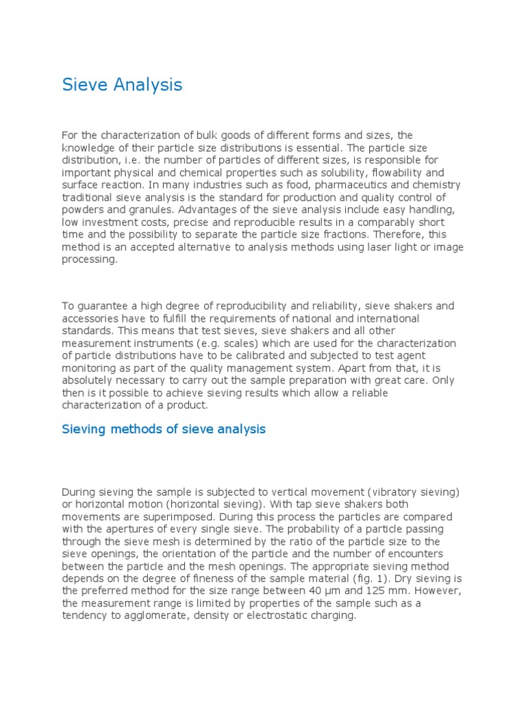 Sieving Methods of Sieve Analysis | Download Free PDF | Particle Size ...
