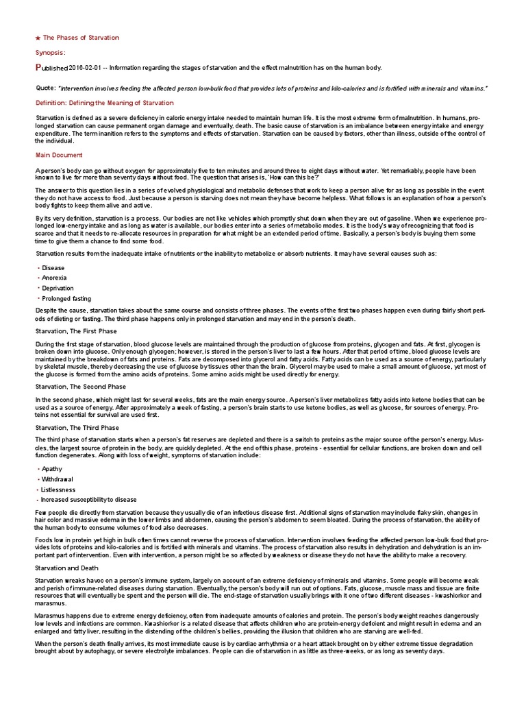 The Phases of Starvation | Starvation | Fat