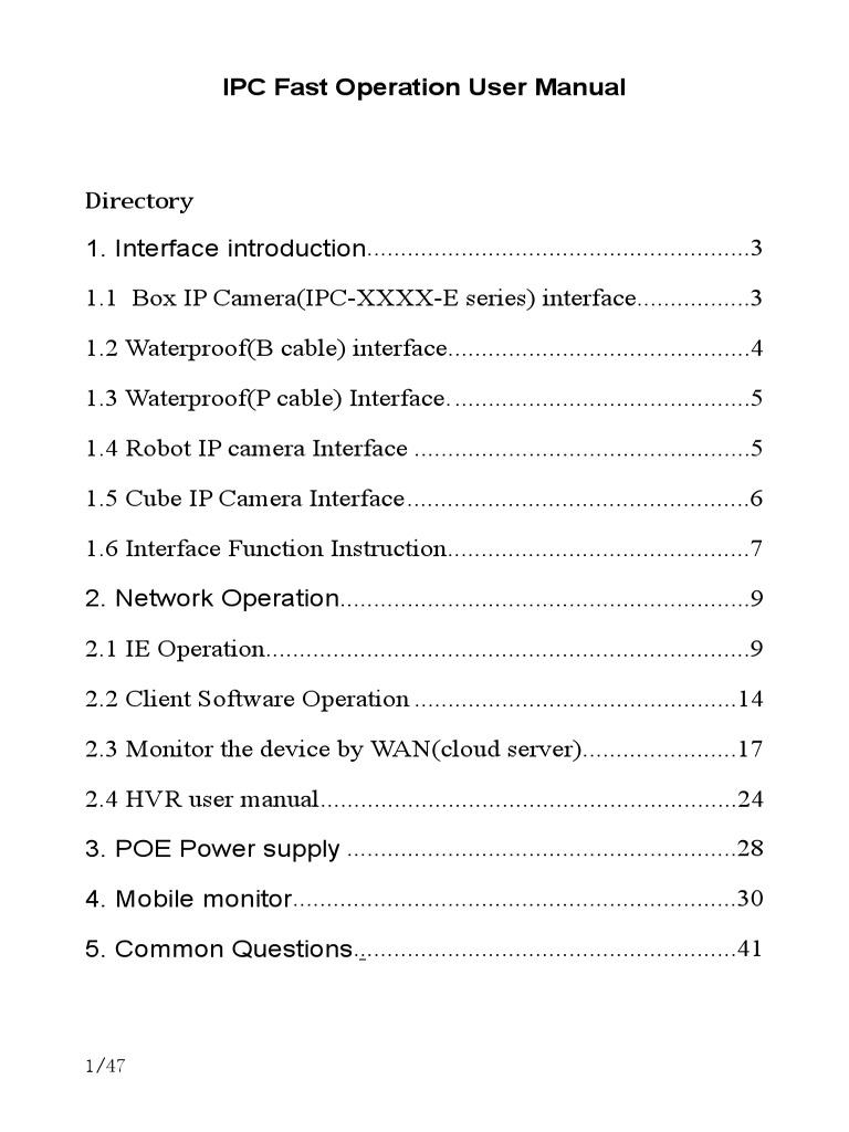 IPC Fast User Manual | PDF | Ip Address | Port (Computer Networking)