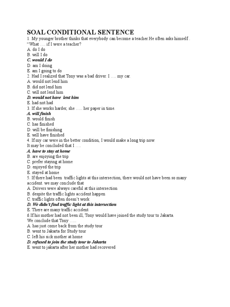 Understanding Conditional Sentences: A Guide to Identifying the Correct ...