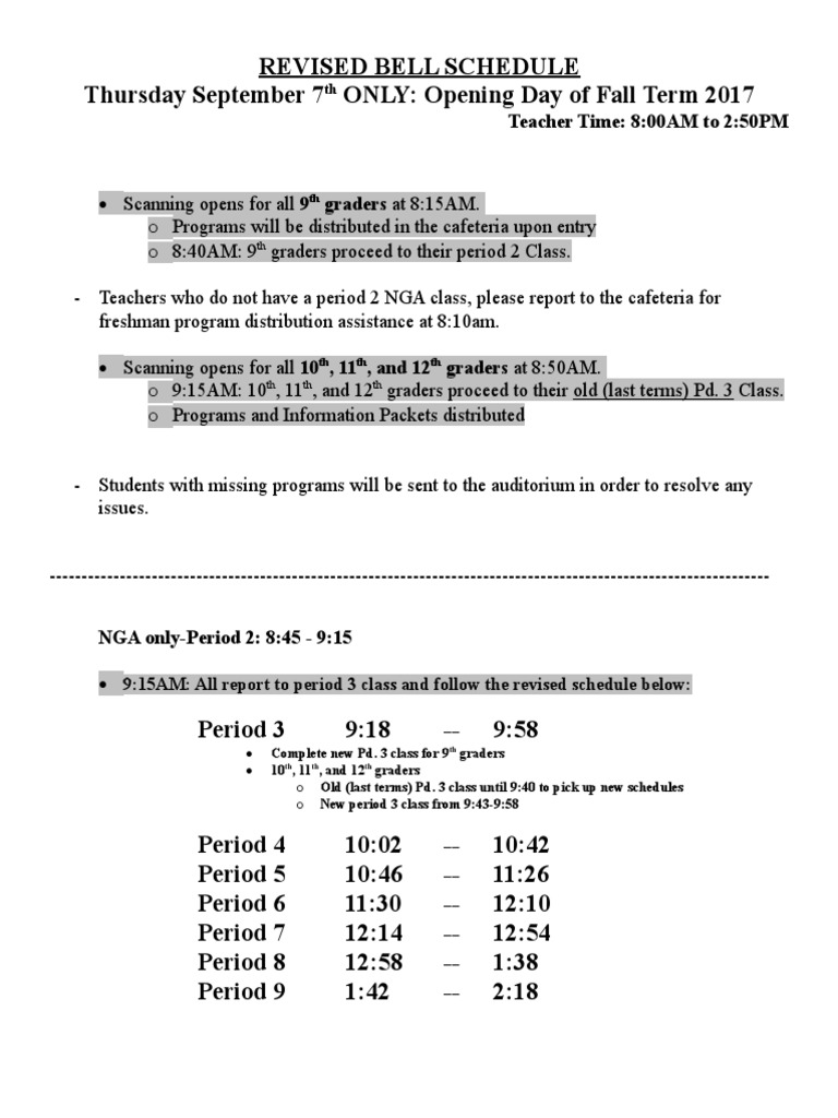 Opening Day Schedule | PDF