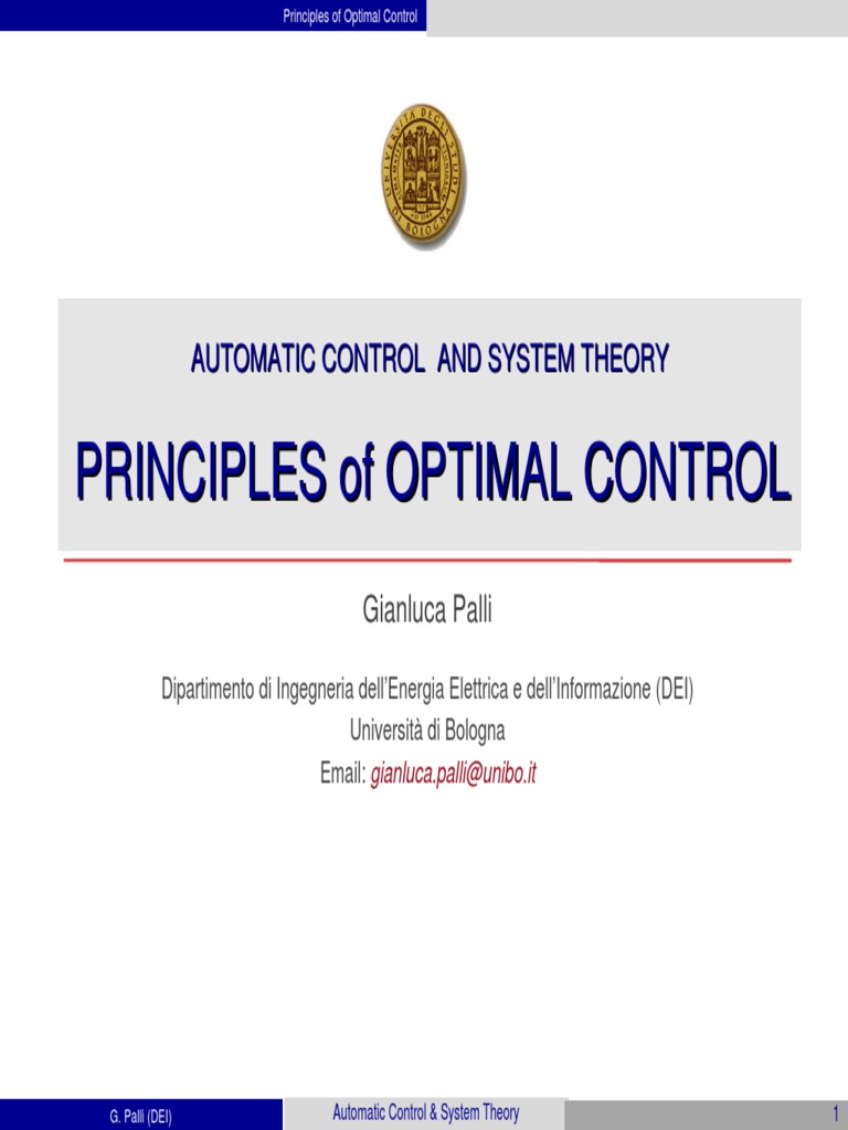 09 Principles of Optimal Control | PDF | Optimal Control | Mathematical Optimization