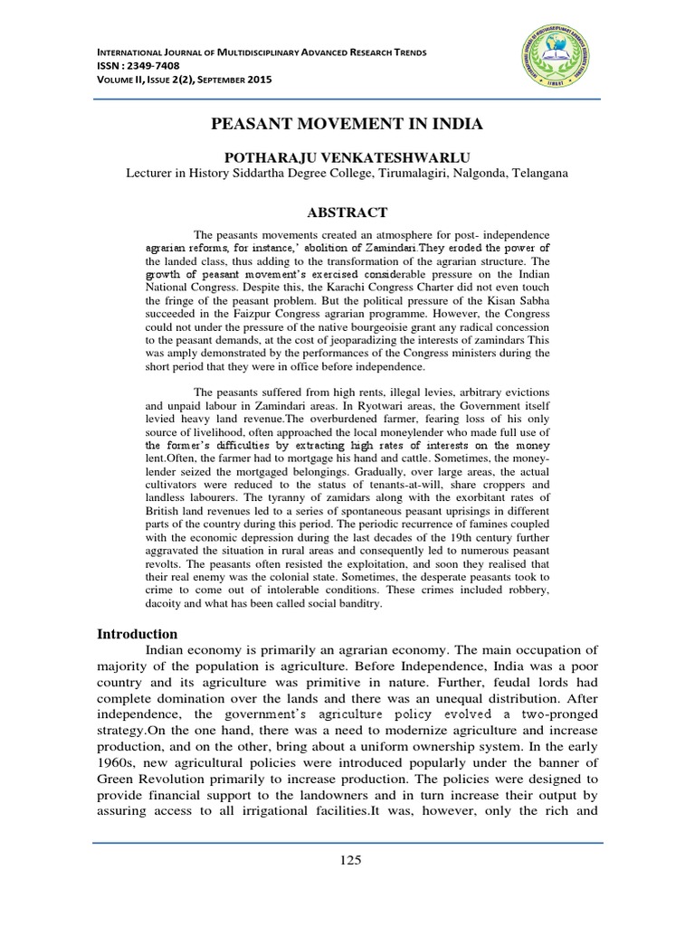 Peasant Movements in India: Agrarian Struggles and Revolutionary ...